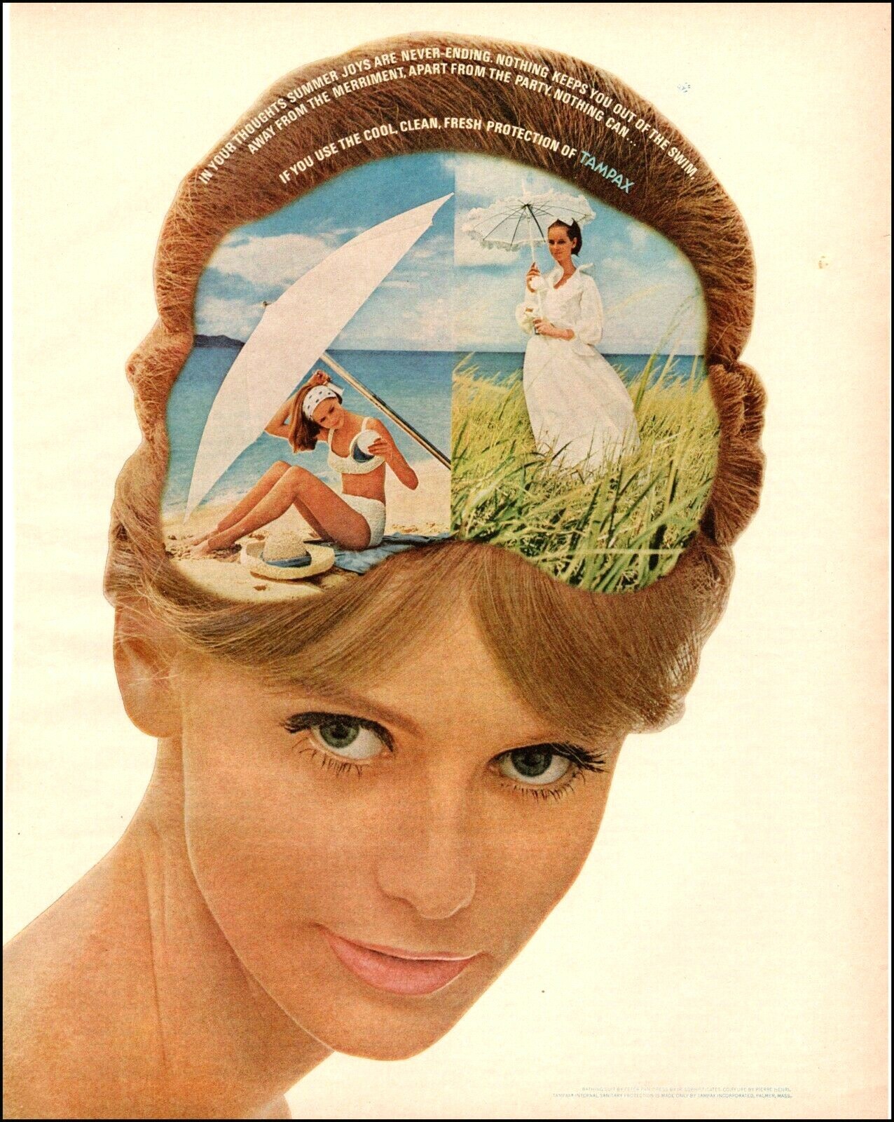 1965 vintage Ad for TAMPAX TAMPONS , Illustration : All in Your Head ...