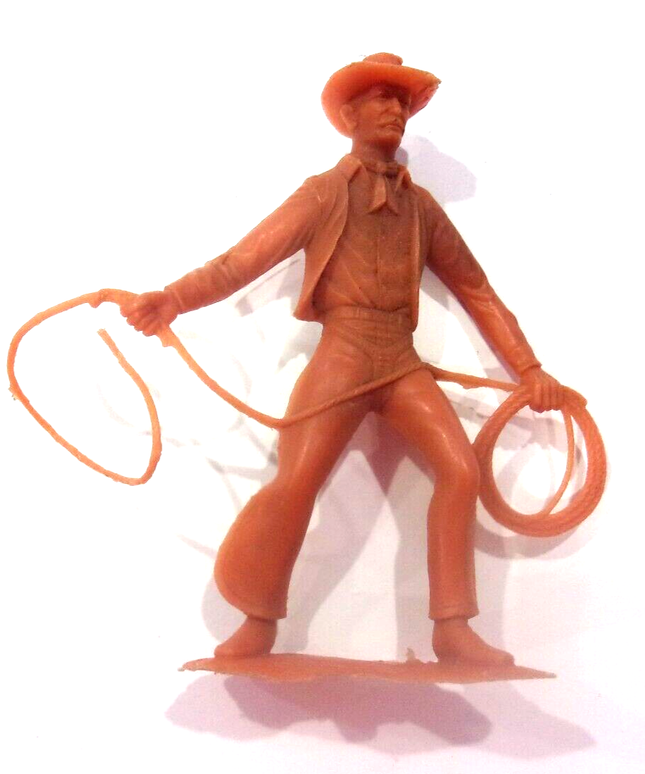 Vintage Louis Marx & Co. Cowboy With Lasso Plastic Figure 5.75" Orange ...