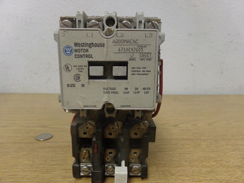 Westinghouse A200MACAC Motor Control 6710C47G05 Model J MFG Code CWGET ...