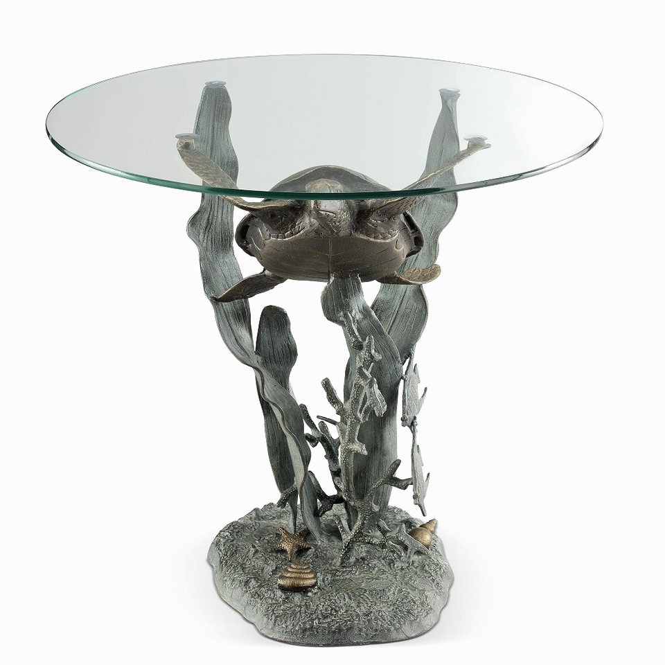 Sea Turtle Table Accent End Tropical Fish Beach Coastal Sculpture SPI ...