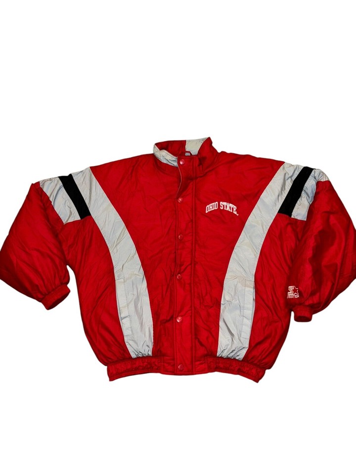 Vintage Ohio State Buckeyes Jacket Red Starter Full Zip Puffer Coat 90s ...