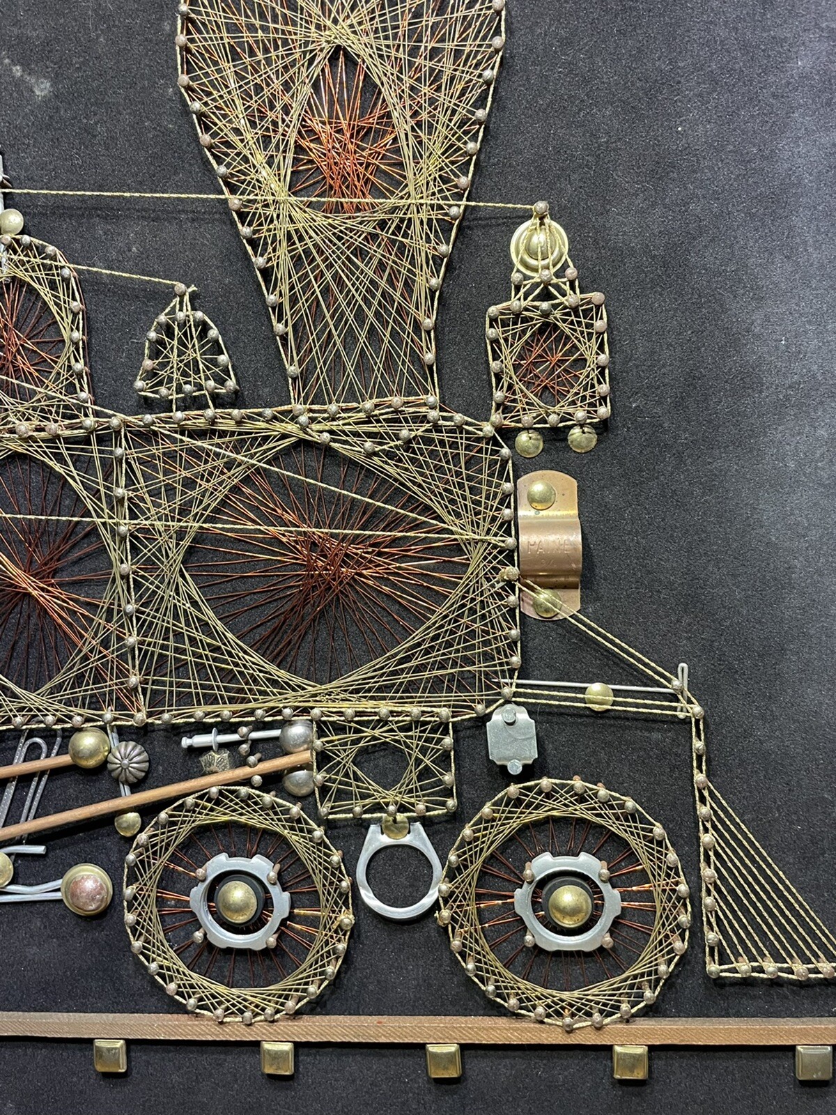 VTG Black Velvet Locomotive Train Steampunk Copper Wire String Engine ...