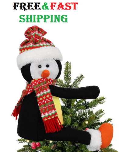 Tree Topper with Lights-Funny Christmas Tree Topper Lighted Penguin ...