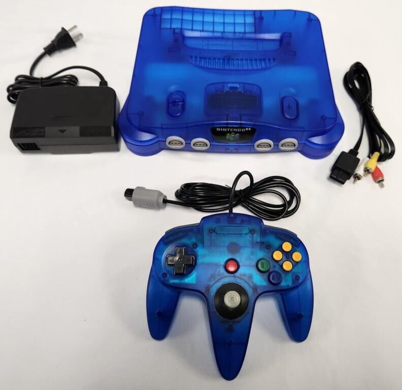 N64 Vintage 90s Funtastic Translucent BLUE Nintendo-64 Gaming Console ...