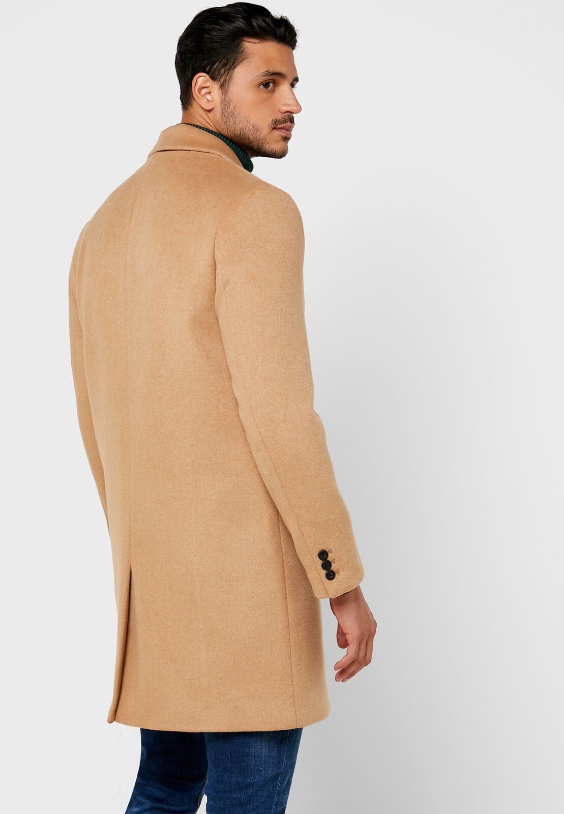 NEW Topman Scott Overcoat With Wool - Camel - Large | eBay