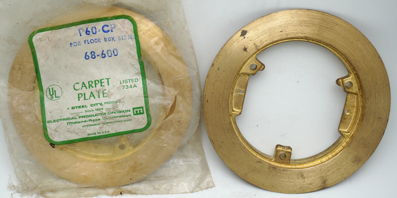 Lot of 2 Steel City P60-CP Brass Floor Box Carpet Plates #68-600 | eBay