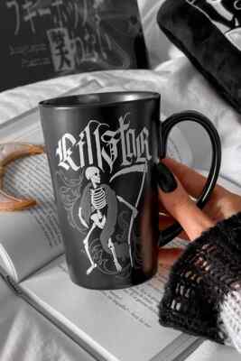 Killstar Danse Macabre Tall Ceramic Mug Black Skeleton Gothic Punk ...