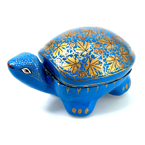 Hand Crafted Hand Painted Paper Mache Turtle Keepsake Box Made In Jammu ...