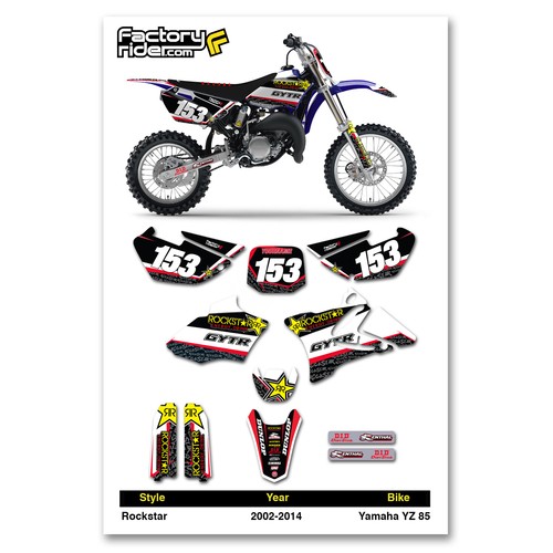 2002 - 2014 YZ 85 YZ85 ROCKSTAR GRAPHICS KIT & CUSTOM NUMBER PLATE ...