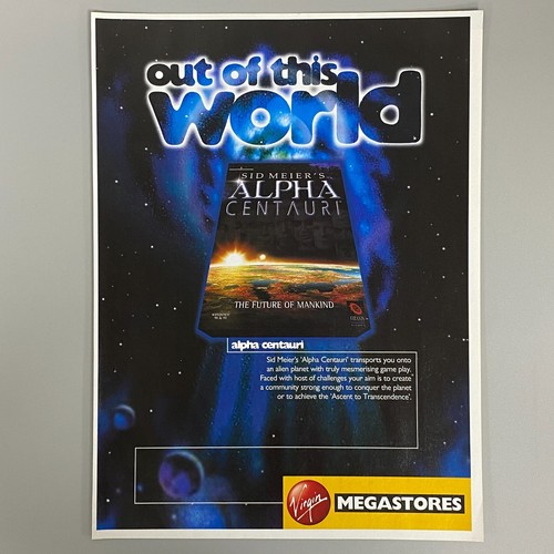 Sid MEIER Alpha Centauri PC Game Virgen Megastores 1999 Vintage Retro Anuncio | eBay