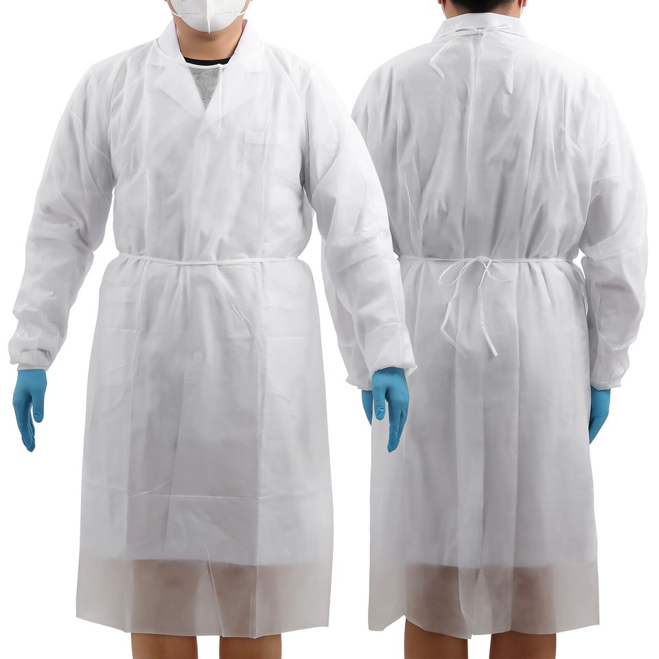 JMU Disposable Isolation Gowns 30g PP Medical Long Gowns w/ Knitted ...