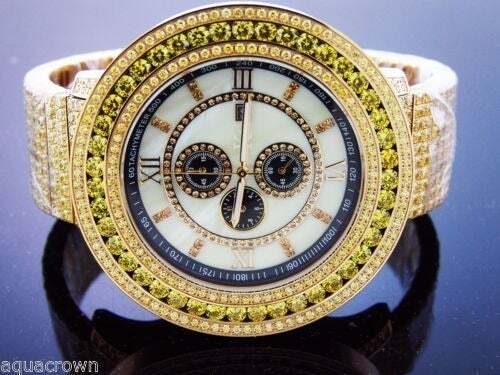 Mens quartz Techno Com Kc 54mm yellow Simulated Diamond Watch yellow ...