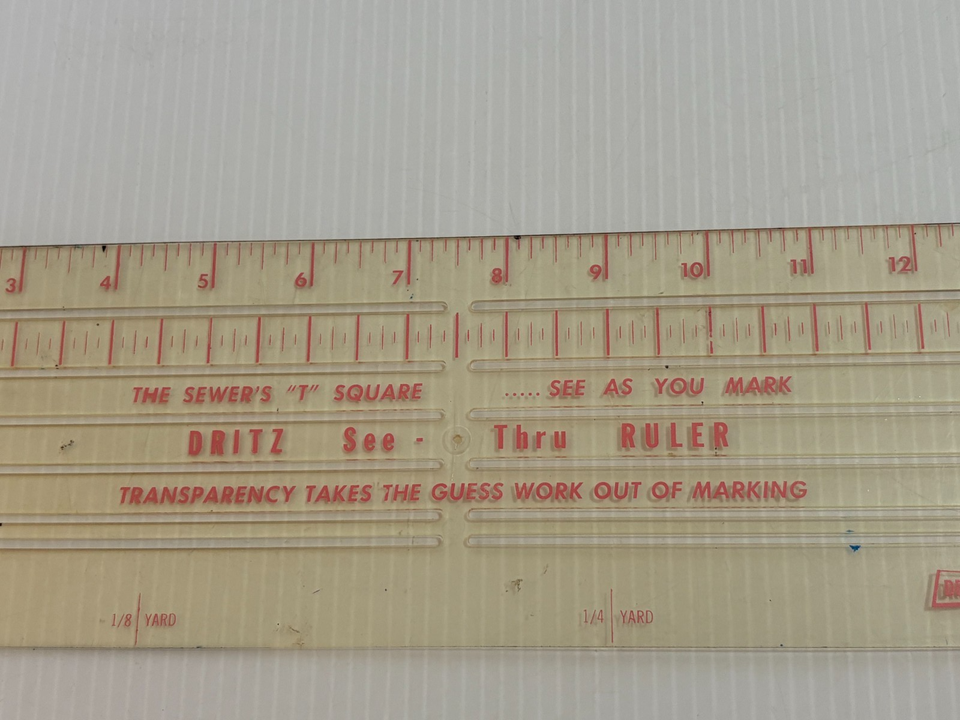Dritz's See Thru Dressmaker's Ruler 621 15" Transparent Sewing T Square ...