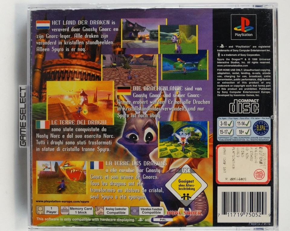 Spyro THE Dragon sony playstation 1 2 3 PS1 PS2 PS3 Pal - - Complete ...