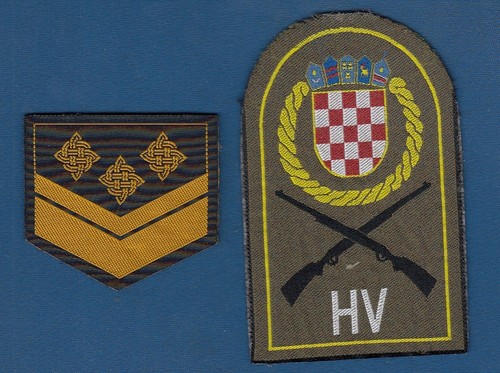 HV - CROATIAN ARMY, SLEEVE PATCHES + SEARGENT MAJOR - SLEEVE RANK ...