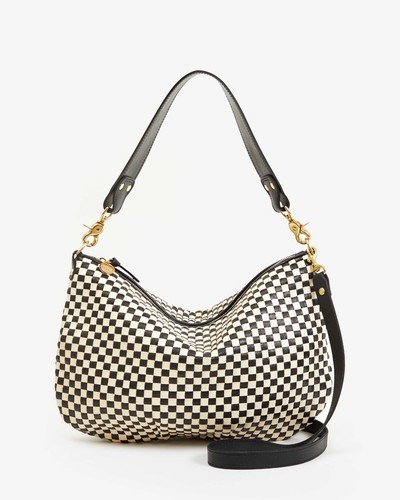 Clare V. Moyen Messenger Handbag in Black & Cream Woven Checker, New ...