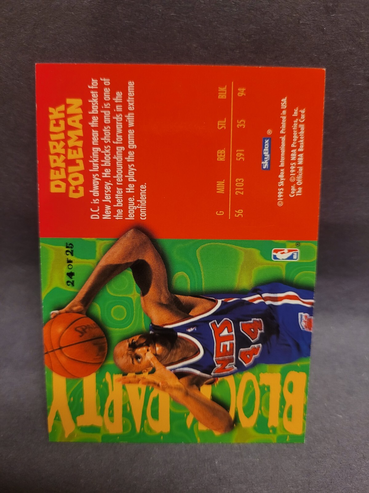 1995 NBA Hoops Derrick Coleman Block Party #24 | eBay