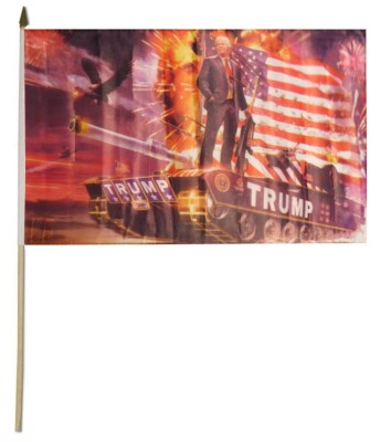 12 Pack Trump Tank 12"x18" 68D Rough Tex Nylon Wood Stick Flag | eBay