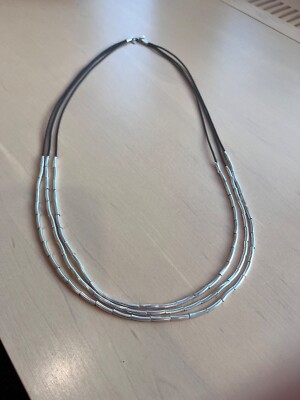 Silpada N2196 Multi Strand Long Leather 925 Sterling Silver Flash ...
