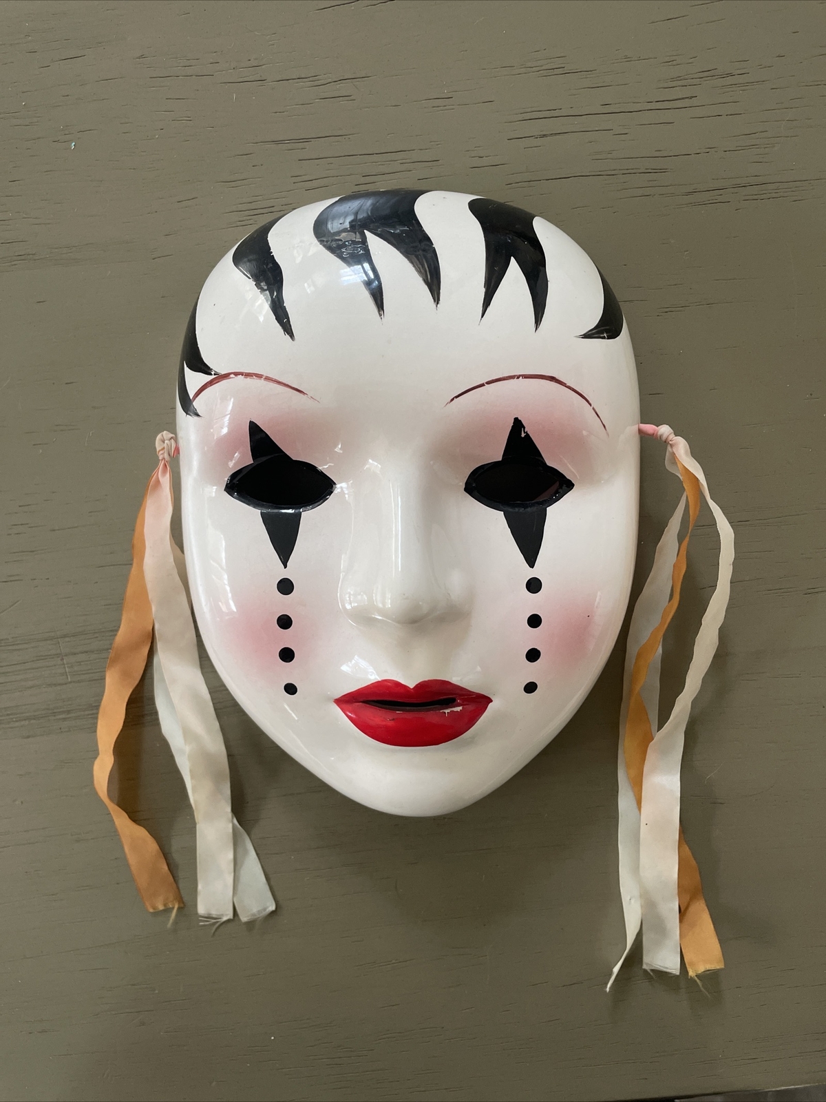 Sad Lady Face Mask Theater Mardi Gras Masquerade Decor Wall Art Ceramic ...