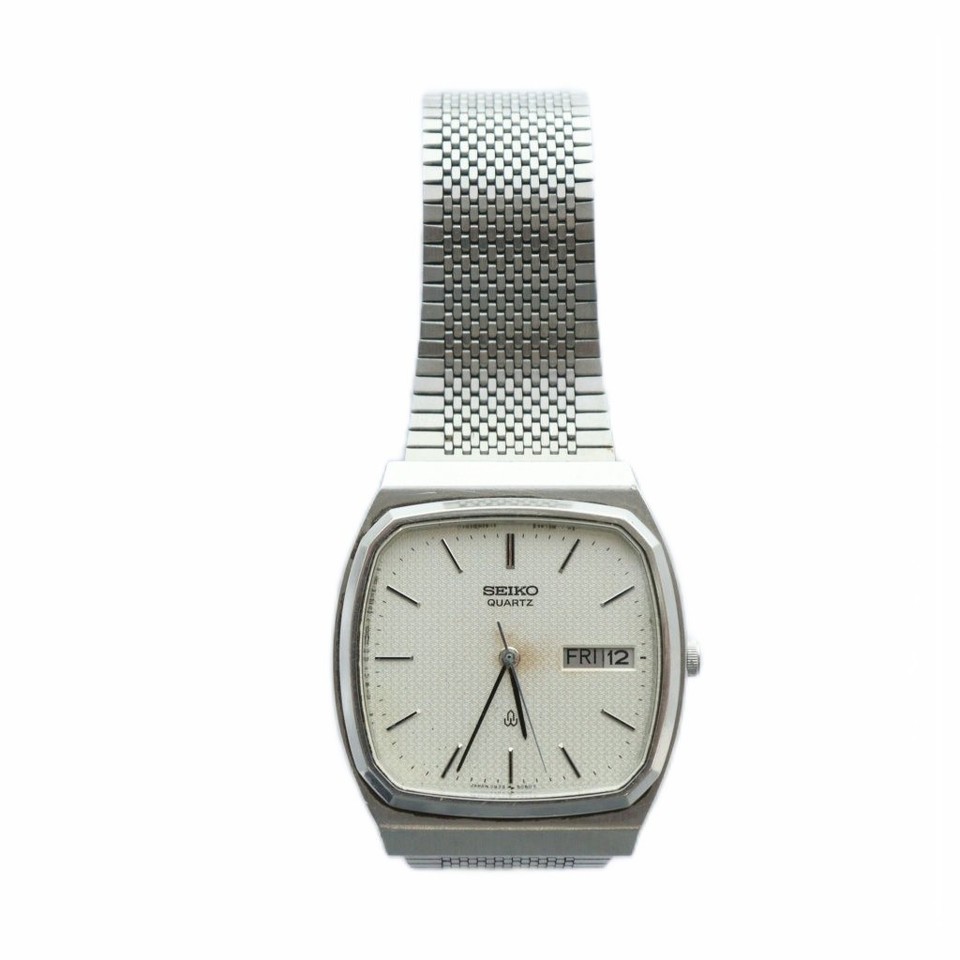 SEIKO Junk 5933-5040 Watch Quartz Square Calendar Logo Silver GY18 /MQ ...