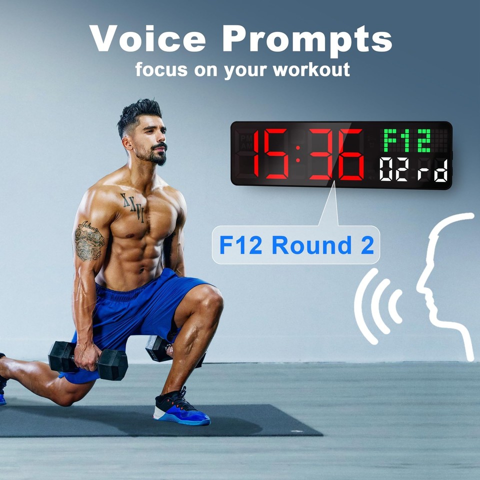 Gym Clock Timer, Workout Clock with Seconds | 5 Display Modes, 4 Alarms ...