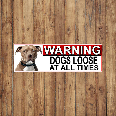 AMERICAN PIT BULL WARNING DOGS LOOSE METAL GATE SIGN 266mm x 87mm ...