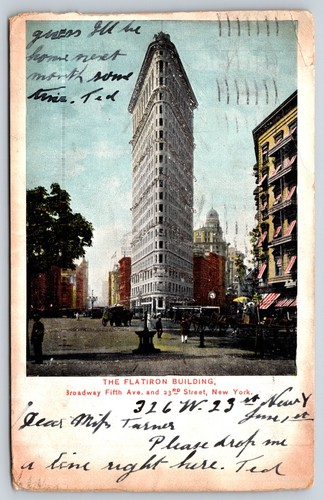 Vintage 1902 Postcard New York City NY-New York, Flat Iron Building, F6 ...