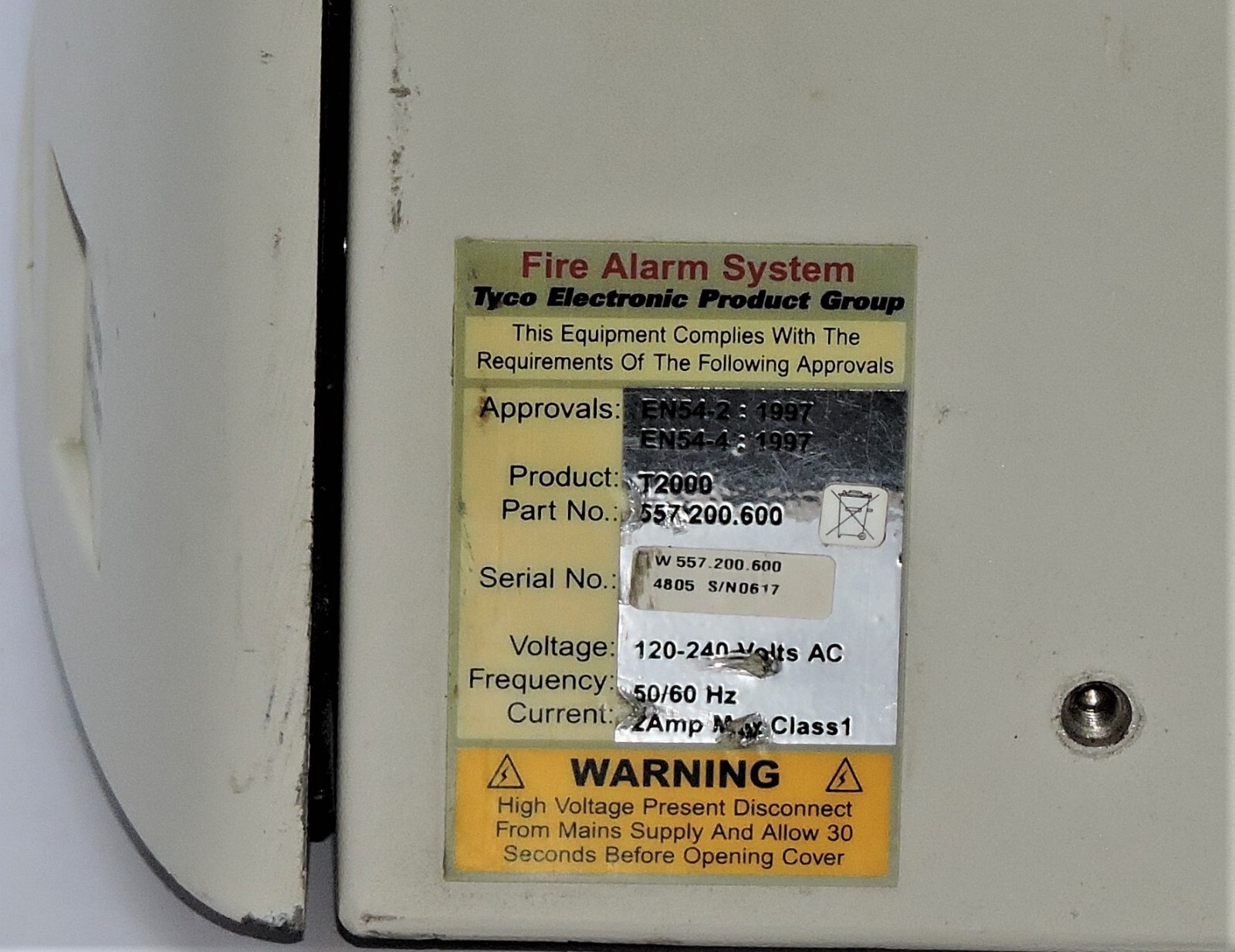 Tyco Electronic Fire & Security Fire Alarm Panel Minerva T2000 557.2000 ...