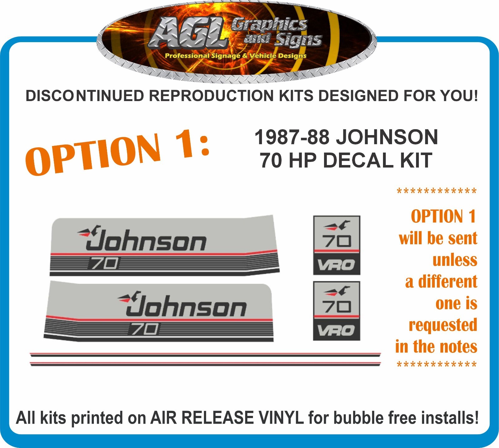 1989 1990 JOHNSON 70 HP VRO Reproduction Outboard Decal Kit also 60 hp ...