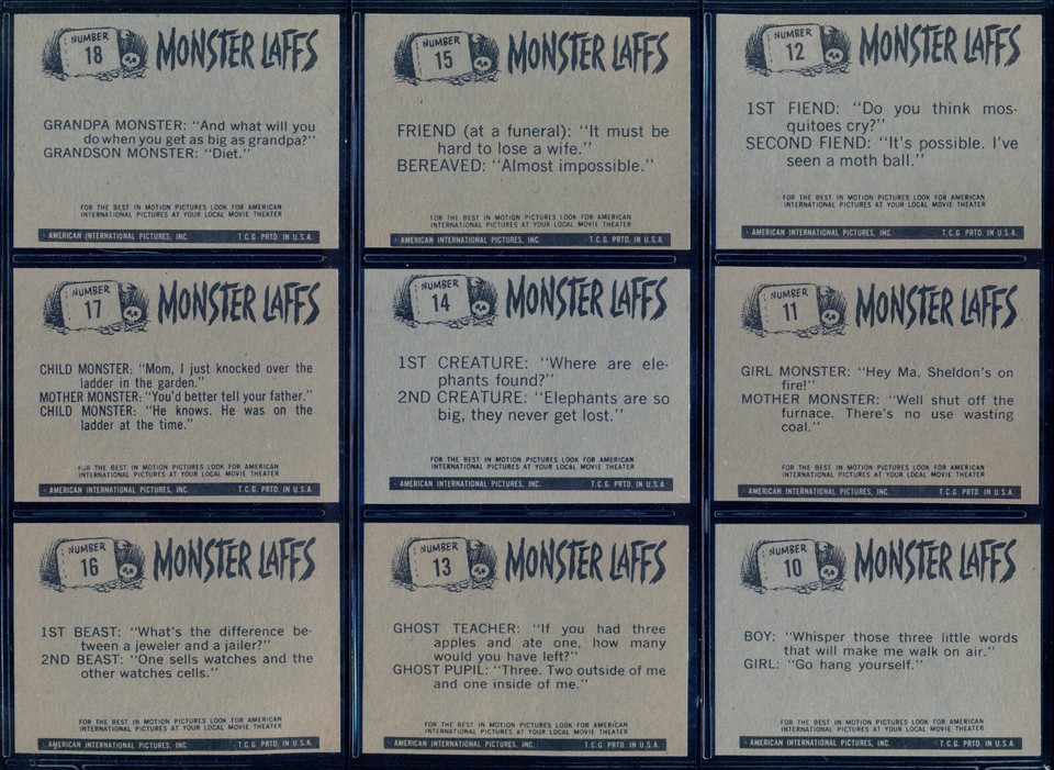 1966 Topps Monster Laffs Complete Card Set 1-66 NM Horror Films Jokes ...