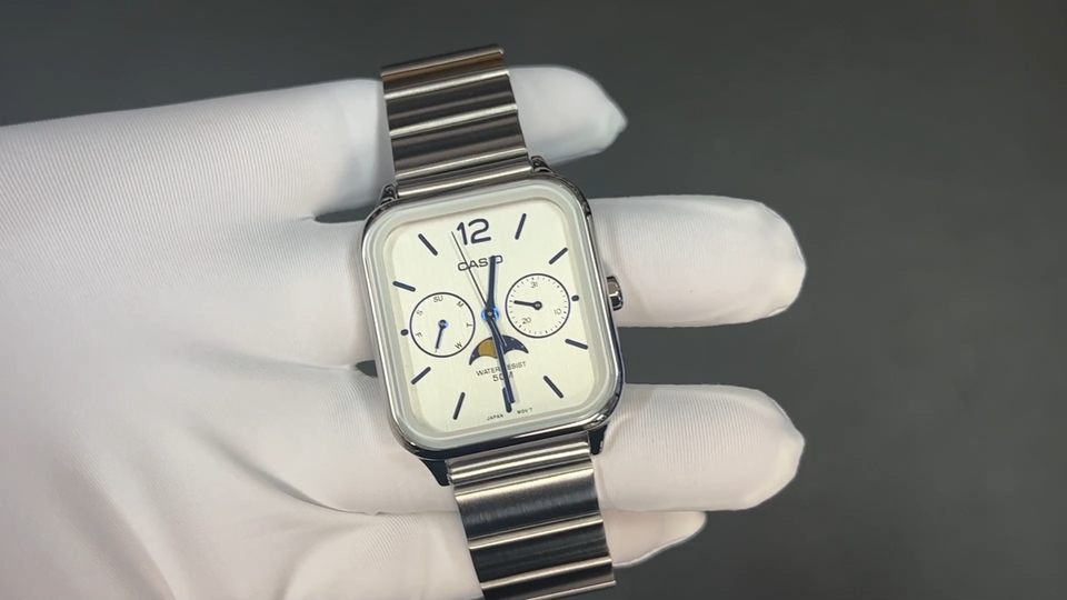 Casio Analog MTP-M305D-7A Moonphase Quartz Men's Watch Stainless Steel ...