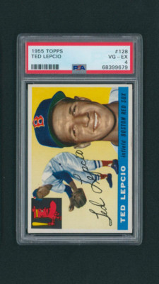 1955 Topps Ted Lepcio #128 PSA 4 VG-EX Boston Red Sox CENTERED GREAT ...