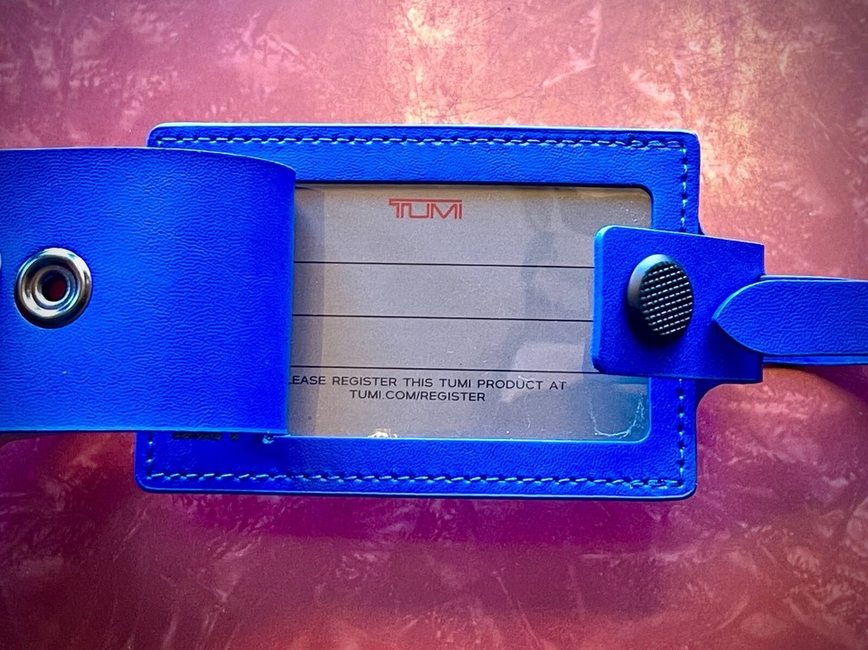 NEW Rare Large TUMI Blue Leather Luggage or Any Tumi Bag Backpack Name ...