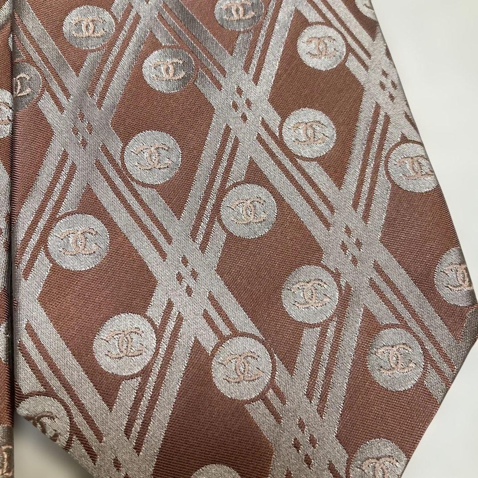 CHANEL Logo Silk COCO Tie Men Pink Navy Genuine | eBay UK
