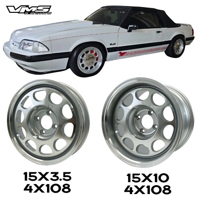 VMS Racing Phone Dial Drag Pack Wheels 4 Lug 4x108 For 79-93 Fox Body ...