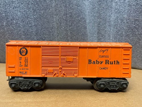 POSTWAR O GAUGE LIONEL PENNSYLVANIA X6034 ORANGE BABY RUTH BOX CAR ...