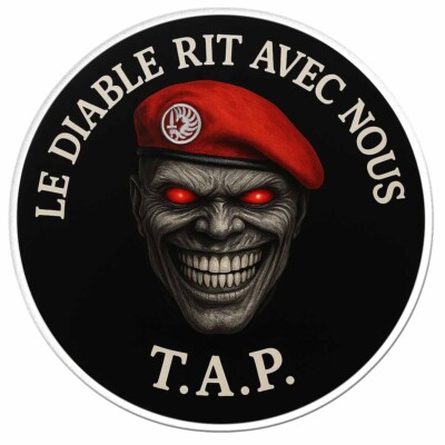 STICKER LE DIABLE RIT AVEC NOUS BERET ROUGE PARACHUTISTE PARA MILITAIRE ...