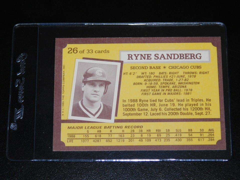 1989 TOPPS KAYBEE TOYS SUPERSTARS OF BASEBALL RYNE SANDBERG CARD #26 | eBay