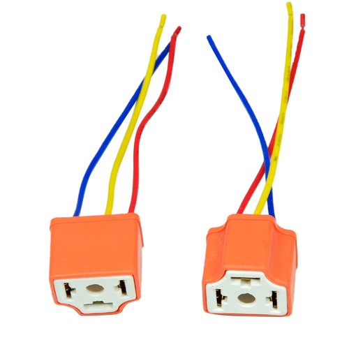 2X H4/9003 Female Ceramic Headlight Connector Pigtail Plug Adapter ...