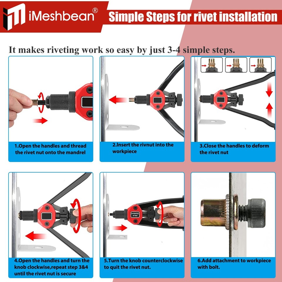 Rivet Gun Kit Rivnut Thread Setting Tool Nut Setter NutSert Metric SAE ...