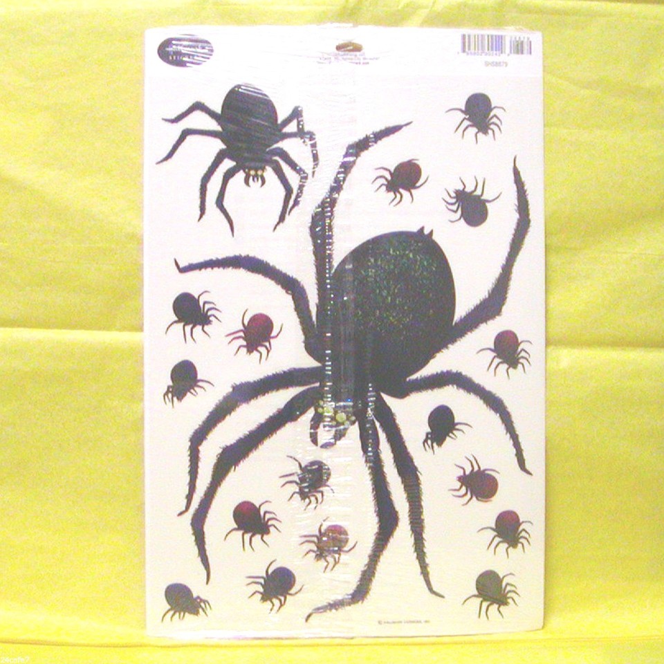 HALLMARK Halloween SPIDER WINDOW CLINGS Reusable Moveable Decorations ...