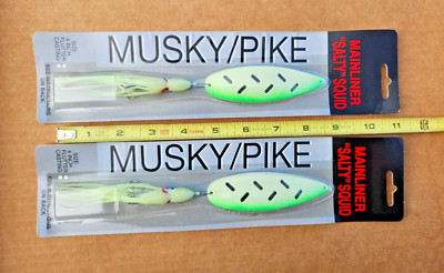 2 Musky Pike Spoon 9 inch Lot #3 white green fishing lure | eBay