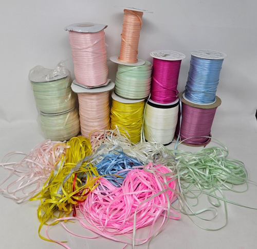 Huge Craft Lot of 3mm 1/8" Double Faced Satin Offray Ribbon Trim Spools ...