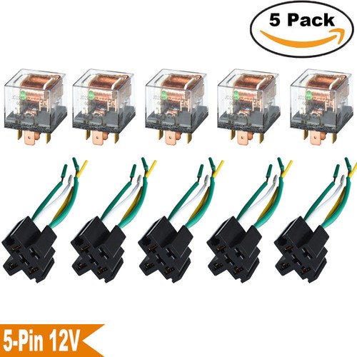 5set Car Relay and Socket Waterproof Auto Relays 12V 24V 60A AMP 5-Pin ...