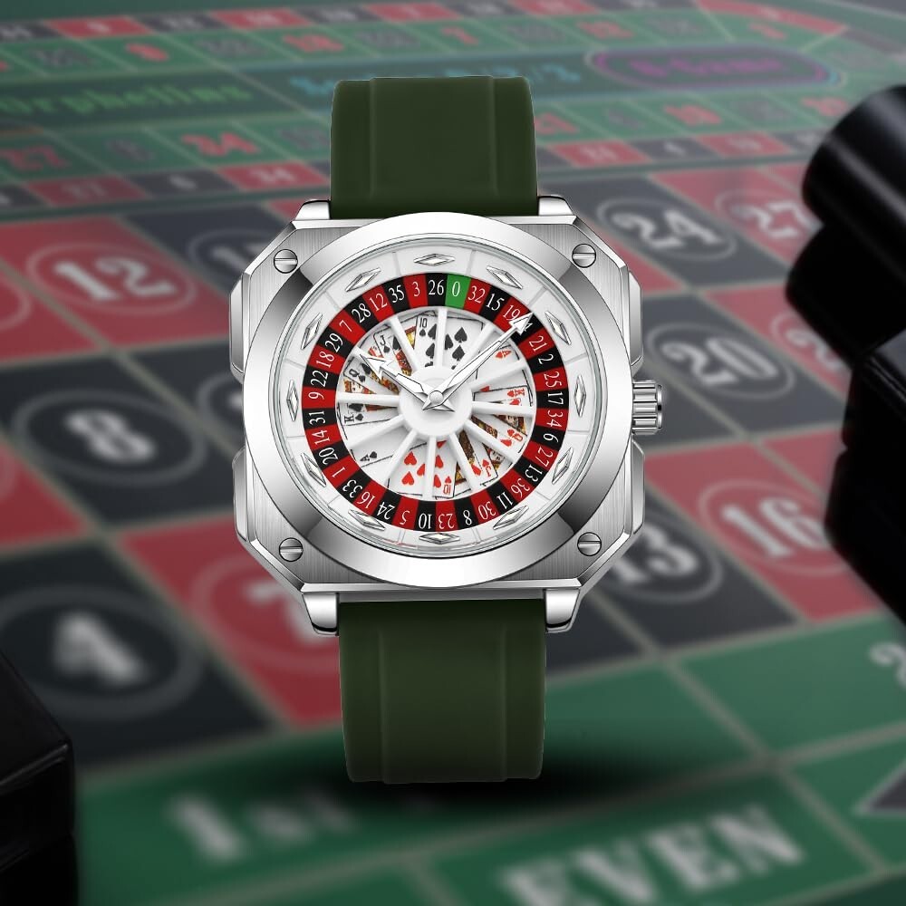 Roulette Wheel Men‘s Watches Gambling Rotating Dial Poker Silicone ...