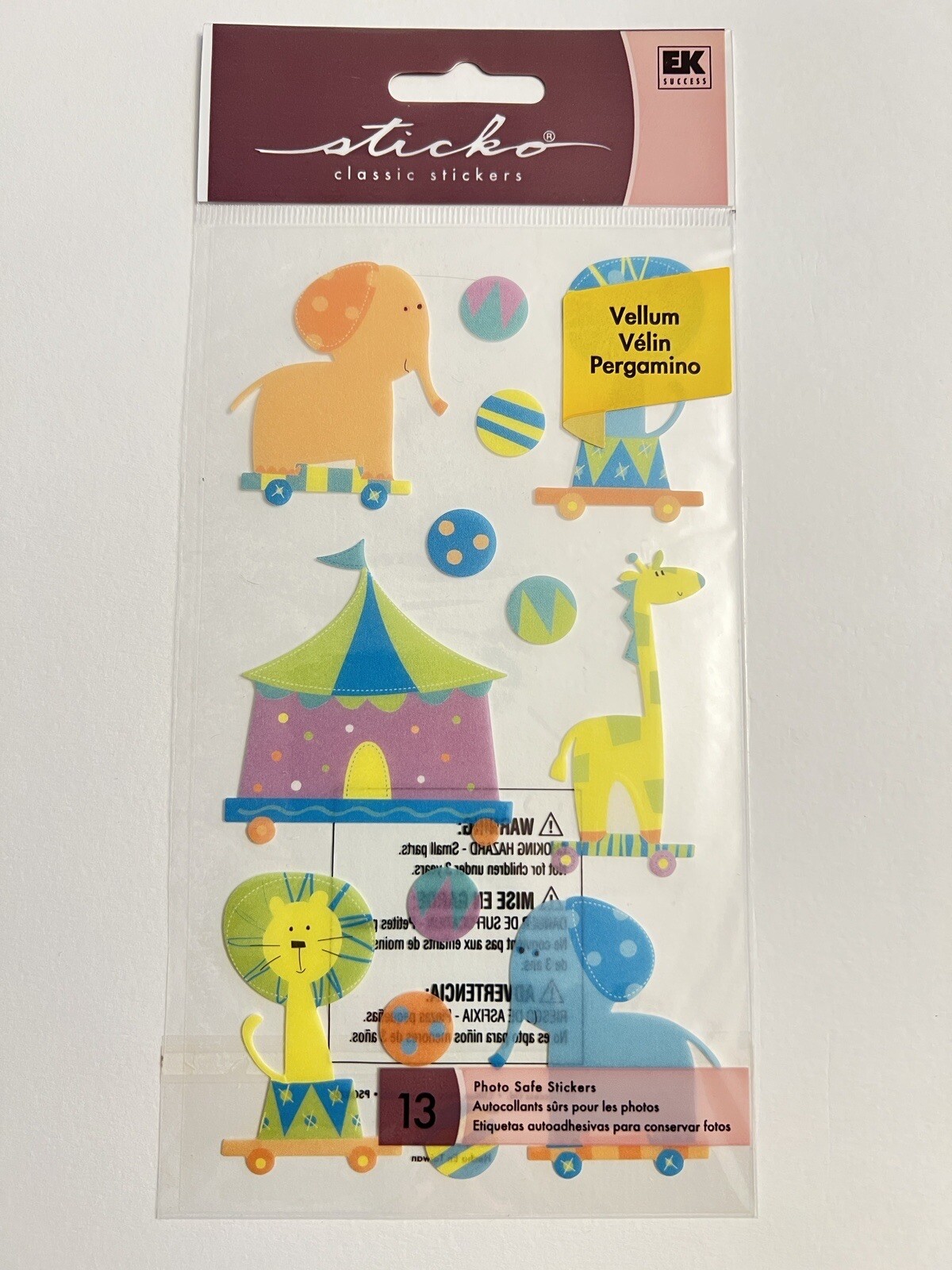 Circus Stickers (51pcs) EK Success Sticko-Sparkle Lion Elephant Monkey ...