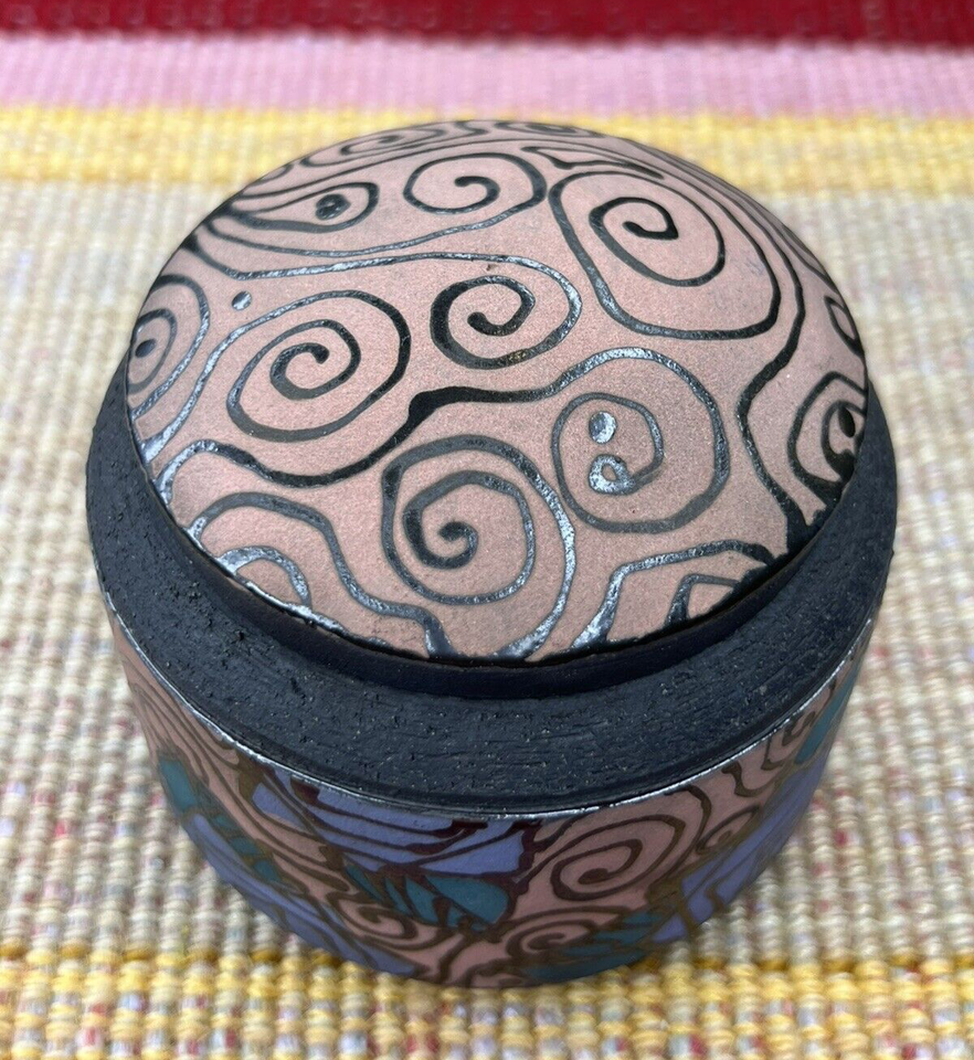 Raku Studio Art Pottery Hand Thrown Decorated Abstract Covered Powder ...