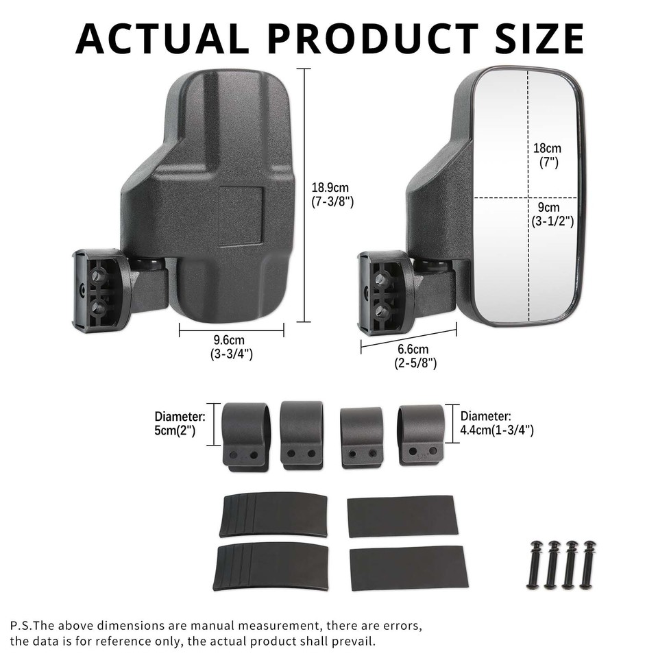 Pair UTV Rear Side View Mirrors Set For John Deere Gator XUV 550 560 ...