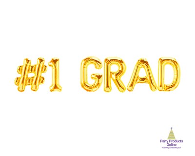 #1 GRAD Letter Balloon Banner - Gold, Rose Gold and Silver | eBay